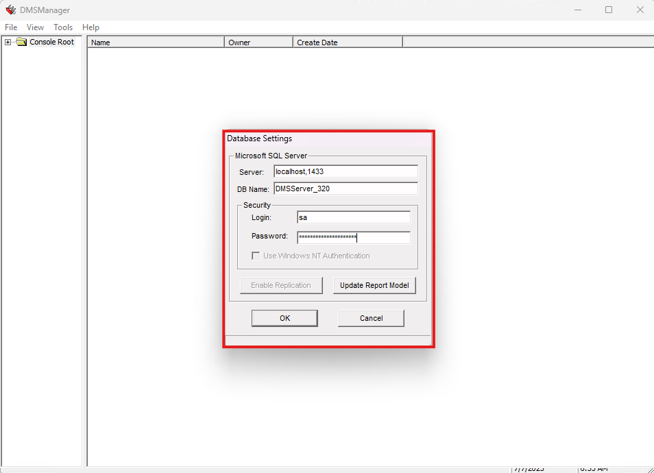 How to change the password for DMS Engine – Creative Logistics Solutions